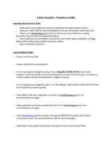 Visitor Check List | Saba Tourism