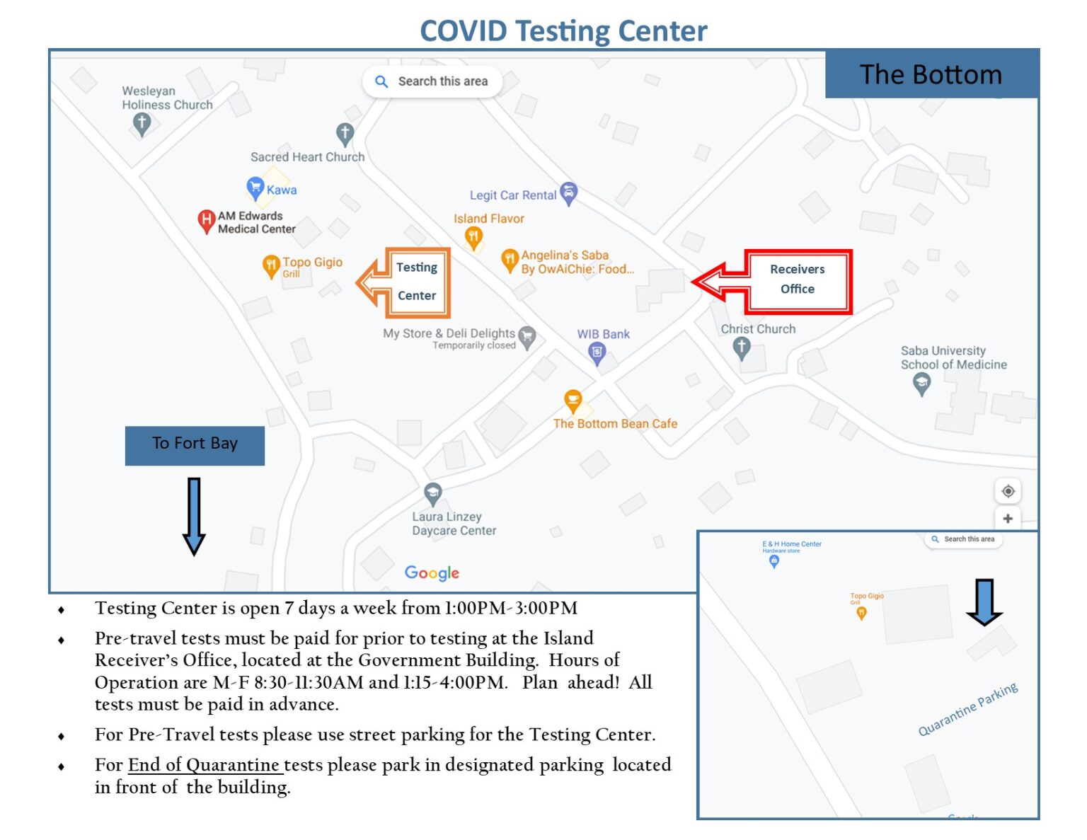 Map of Testing Center | Saba Tourism